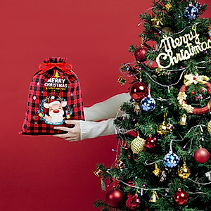 8 Pack Assorted Sizes Gift Bags buffalo plaid and Christmas patterns gifts Bags with Drawstrings Xmas Plaid Burlap Bags Wrapping Bags Drawstring Storage Bags with Drawstring