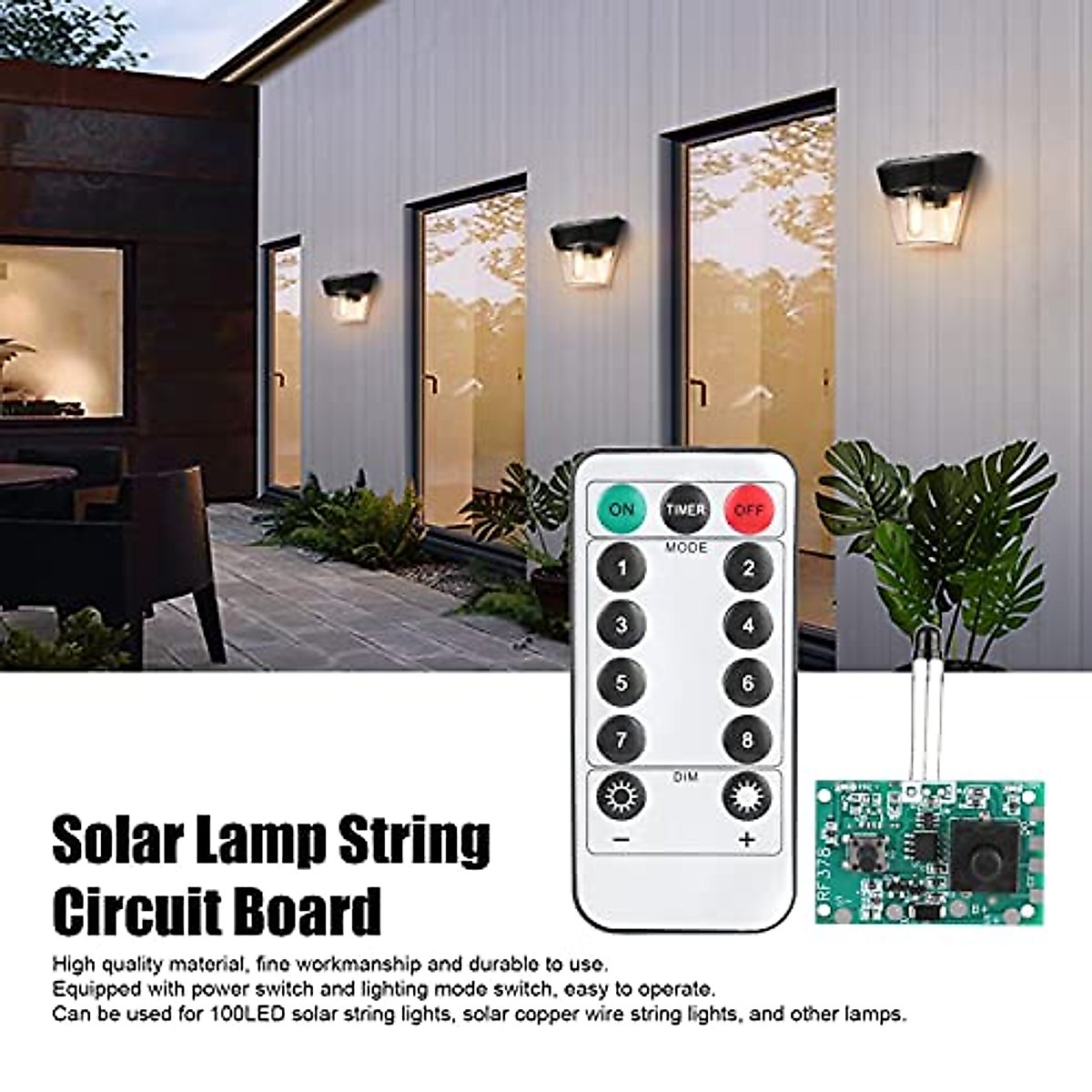Hyuduo 3.7V Solar Lamp String, Controller Module Fiberglass Circuit Board with Remote Control for Solar String Lights,LED chip