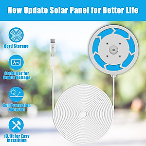 Solar Panel for Security Camera,6W USB Solar Panel for Cameras DC 5V, Camera Solar Panel Charger Micro USB & USB-C, IP65 Waterproof USB Solar Panel Charger for Camera with360°Adiustable Mounting