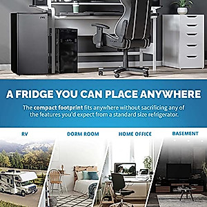 NewAir 3.3 Cu. Ft. Compact Mini Refrigerator with Freezer in Gray, Can Dispenser and Energy Star, Perfect for Dorm Rooms, Bedrooms, Home Offices, and RV Vans