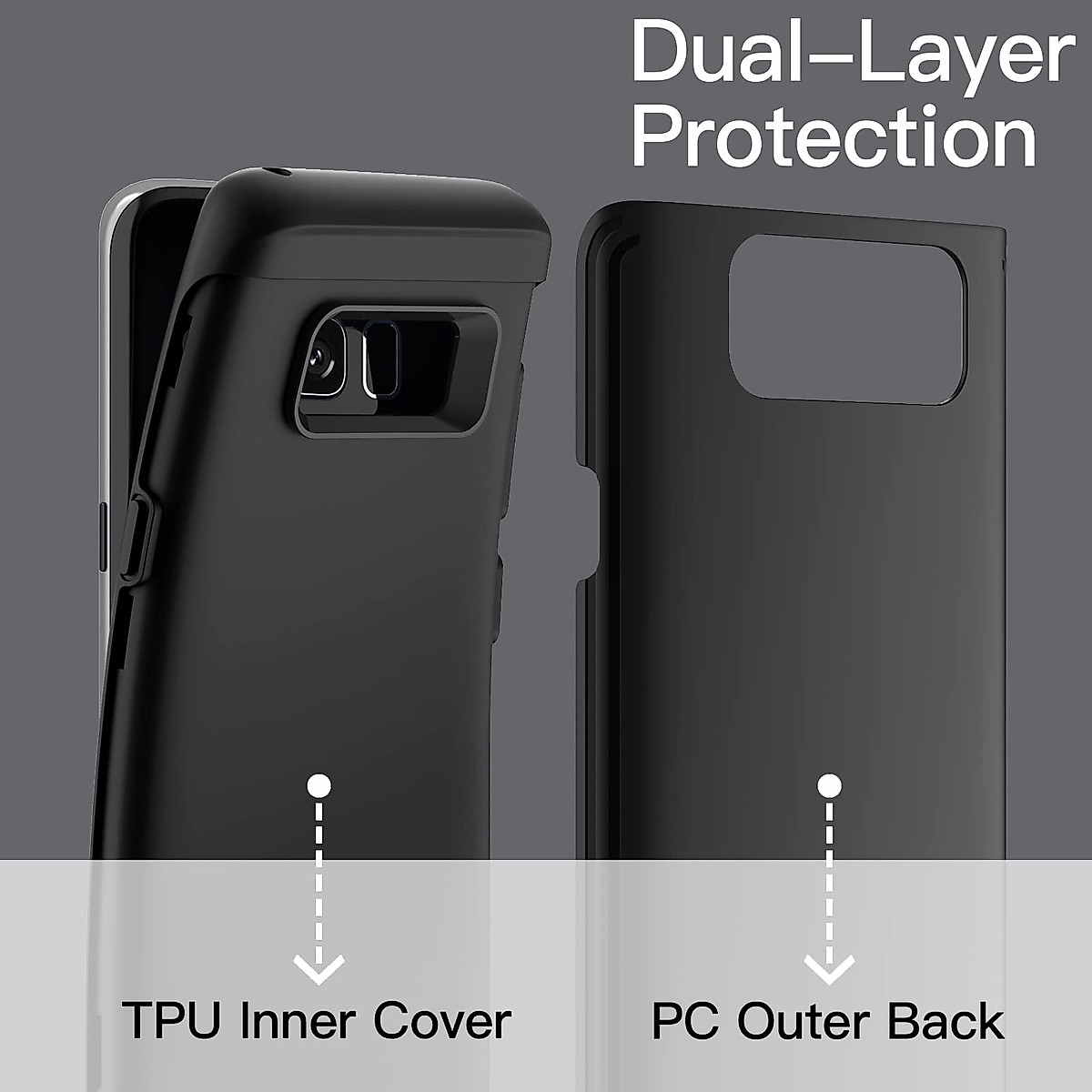 JETech Shockproof Case for Samsung Galaxy S8, Dual Layer Protective Phone Cover with Shock-Absorption (Black)