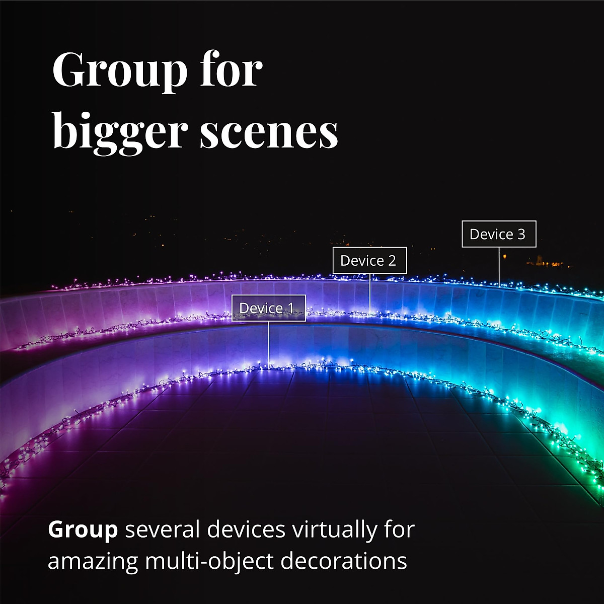 Twinkly Cluster 19.7ft RGB, Dense Strip of 400 LED Lights, in- and Outdoor Smart Multicolor LED Lights, Compatible Alexa and Google Home, Gaming Lights, IP44, App Mapping, Green Wire