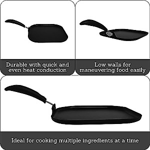 IMUSA USA 11" Nonstick Gourmet Square Griddle, Black