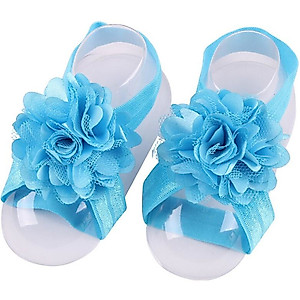 Toptim Baby Girl's Barefoot Sandals Flower for Newborn Toddlers (0-3T) (Mixed 12 Colors)