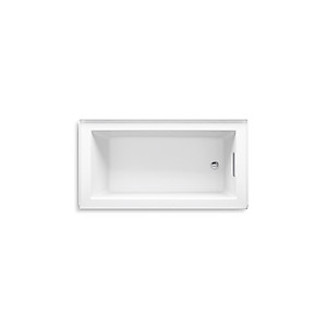 KOHLER K-1957-RA-0 Underscore Rectangle 60-Inch x 32-Inch Alcove Bath, Integral Flange and Right-Hand Drain, White