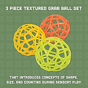 Constructive Playthings Kids Colorful Sensory Grab Balls, Multicolor (Set of 3)