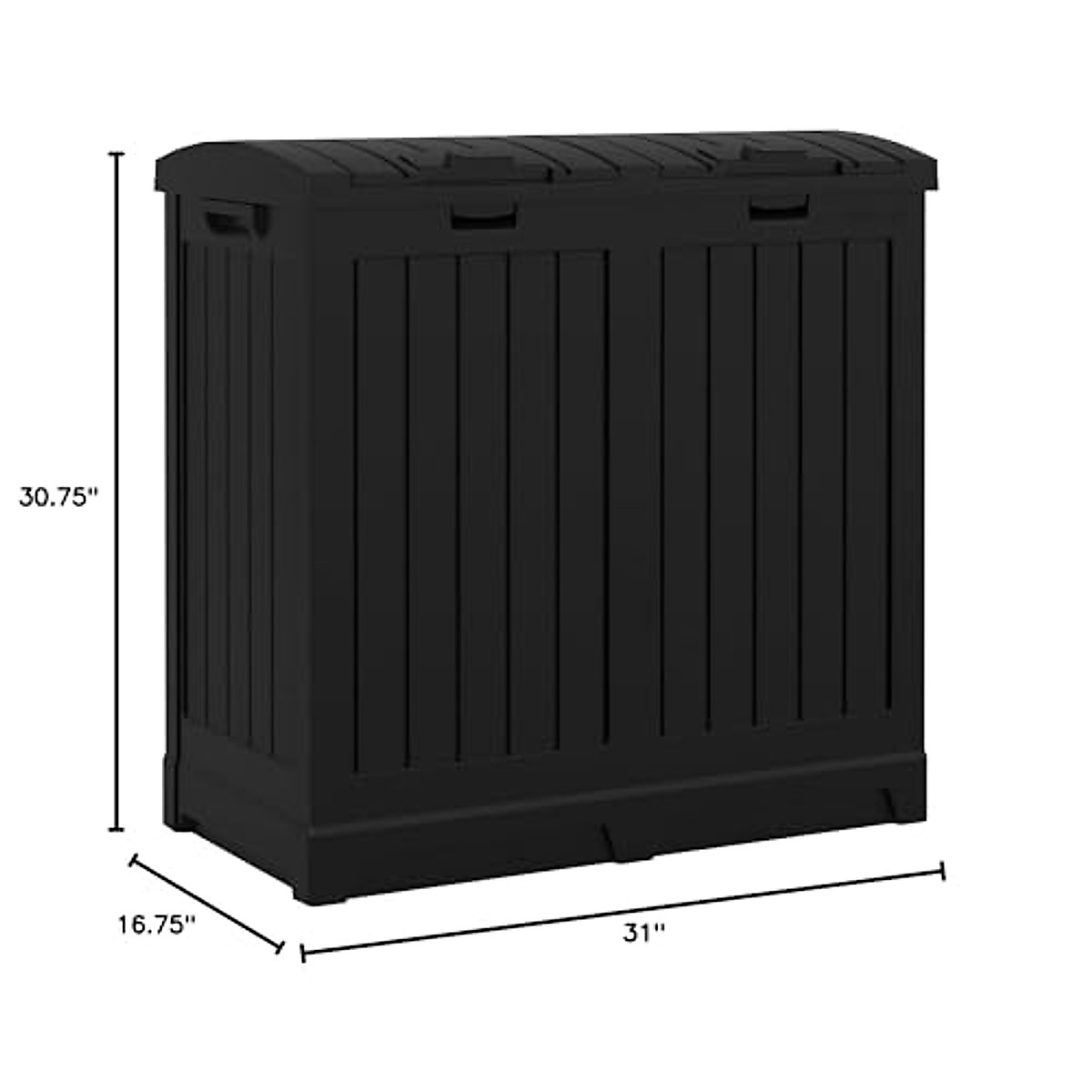Suncast Dual Trash Hideaway Cabinet for Garbage and Recycle Bags, Discrete Outdoor Trash Cabinet with Concealed Trash Bag Holders, Holds Two 33-Gal. Bags