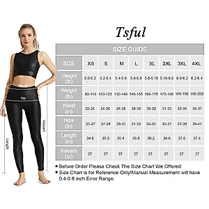 Tsful Faux Leather Leggings for Women Tummy Control High Waist Dressy Seamless Stretch Pleather Yoga Pants Black