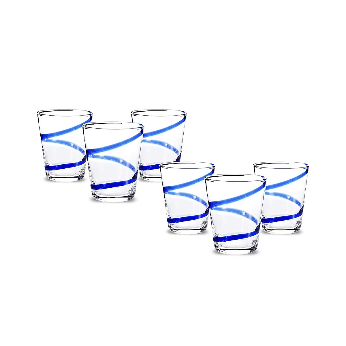 Impulse Crazy Rocks Hand-Crafted Glass, Blue, Set of 6