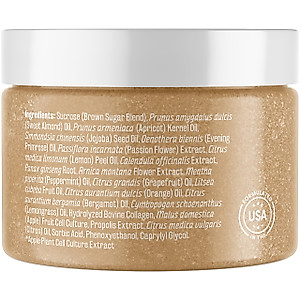 Brown Sugar Scrub Face Foot & Body Exfoliator Infused with Collagen and Stem Cell Exfoliating Salt Body Scrub for Toning Skin Cellulite Skin Care by M3 Naturals