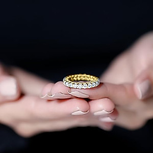 Certified Moissanite Full Eternity Ring for Women (D-Vs1 Quality) - Moissanite Diamond Wedding Band Ring - With Jewelry Box, 14K Yellow Gold, Size:US 7.50