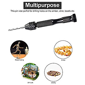 60 Pieces Micro Mini Twist Drill Bits Set with Precision Hand Pin Vise Rotary Tools for Wood,Jewelry, Plastic etc