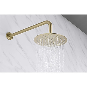 SUMERAIN 3 Handle Tub Shower Faucet Set with Waterfall Tub Spout and 3-Cross Handles, Wall Mounted Rainfall Bathtub Shower Faucet Brushed Gold