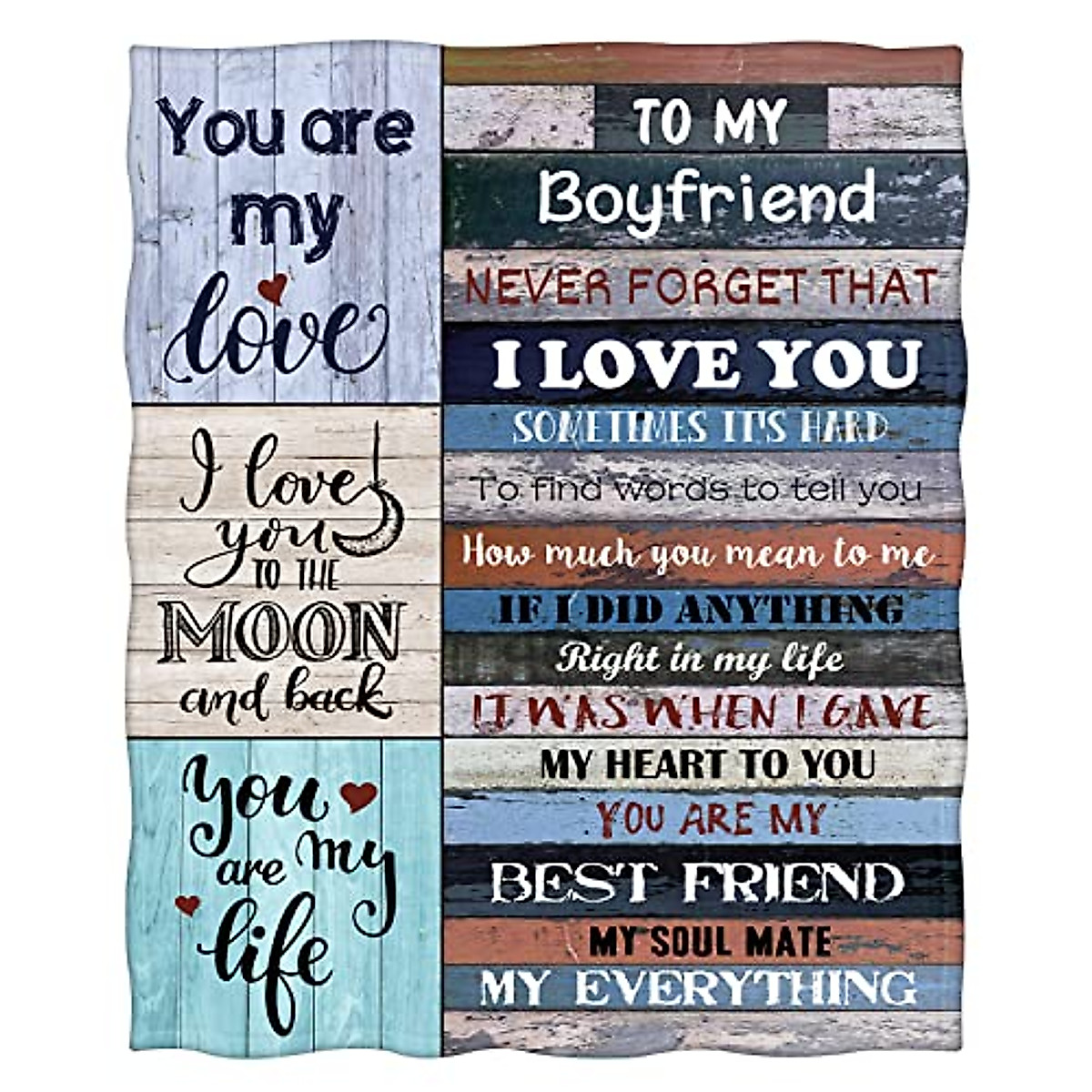 Levens to My Boyfriend Blanket Romantic I Love You Blessing Sweet Gifts for Birthday Anniversary Valentines Christmas Thanksgiving Fathers Day Soft Cozy Smooth Lightweight Plush Throw Blankets 50"x60"