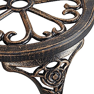 Yaheetech Outdoor Garden Bench Patio Park Bench, Aluminum Floral Rose Accented Antique Metal Bench Loveseat, Outdoor Yard Furniture