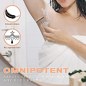 Rose Gold Double Edge Safety Razor for Women,with 10 Platinum Coated Double Edge Safety Razor Blades, Reusable Metal Razors for Men, Travel Essentials Single Blade Razor