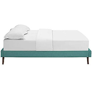 Modway Loryn Upholstered Queen Platform Bed Frame with Wood Slat Support in Teal