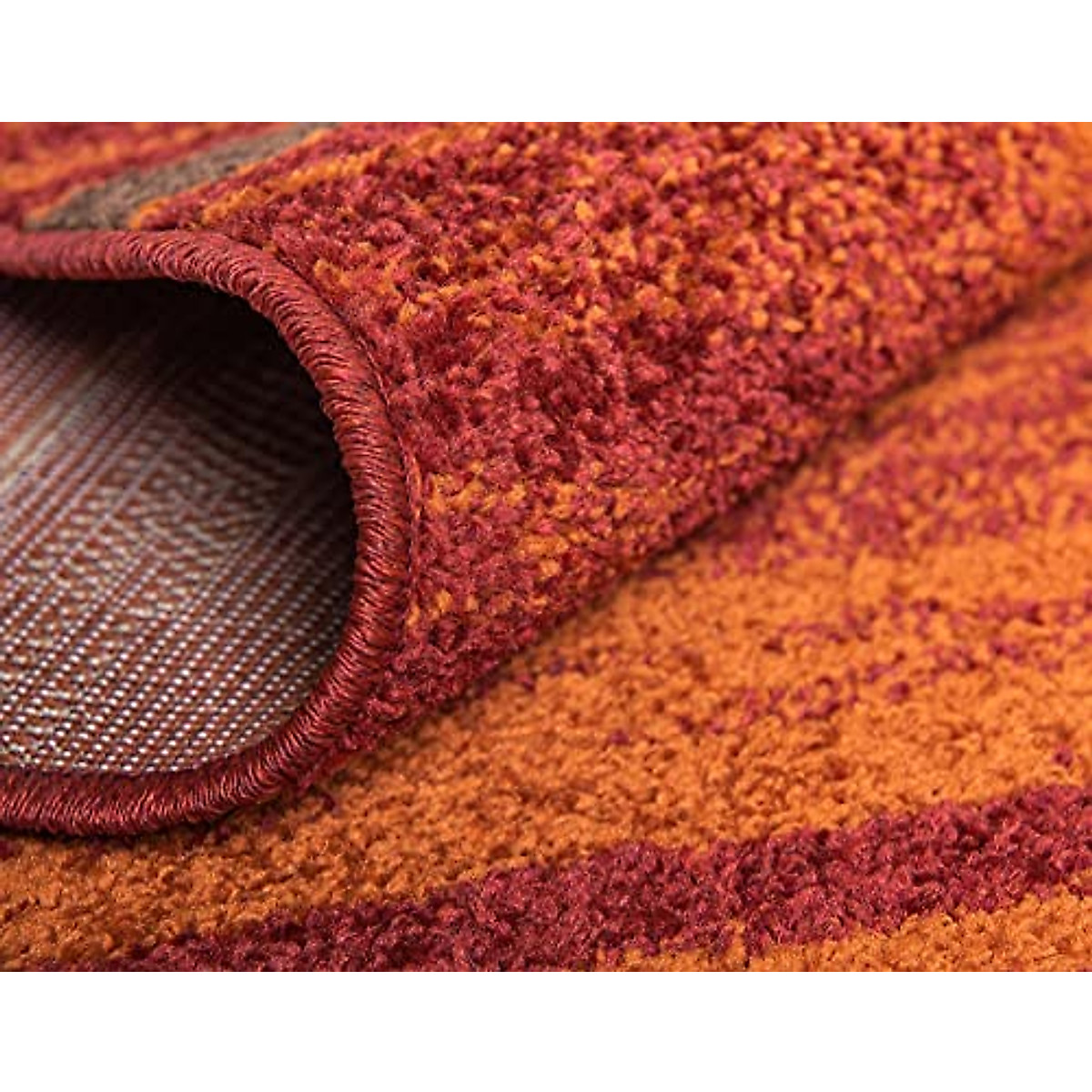 Unique Loom Autumn Collection Modern Contemporary Casual Abstract Area Rug, Round 3' 3 x 3' 3, Terracotta/Burgundy Border