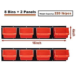 Wallmaster 8-Bin Storage Bins Garage Rack System 2-Tier Orange Tool Organizers Cube Baskets Wall Mount Organizations