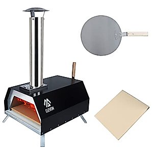 Elevon Pizza Oven Wood Fired Pizza Maker, Portable Stainless Steel, Pizza Grill, Outdoors with Pizza Peel and Pizza Stone