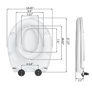 R&T Round Toilet Seat with Built in Potty Training Seat, Slow Close Toddler Seat Fits both Adult and Child, Easy To Install & Clean