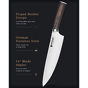 BRODARK Chef Knife Set Professional 4-Pieces kitchen knife, Ultra Sharp German Stainless Steel Knife with Kitchen Shears, Ergonomic Handle Full Tang Forged Gift with Premium Box