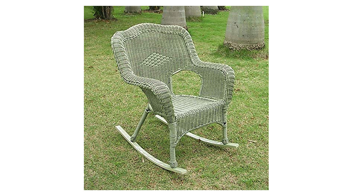 International Caravan Camelback Resin Wicker Outdoor Rocker