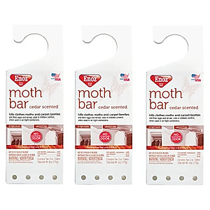 Enoz Moth Cakes, Kills Clothes Moths and Carpet Beetles, No Clinging Odor, Cedar Scented, 6 Oz Hanger (Pack of 3)