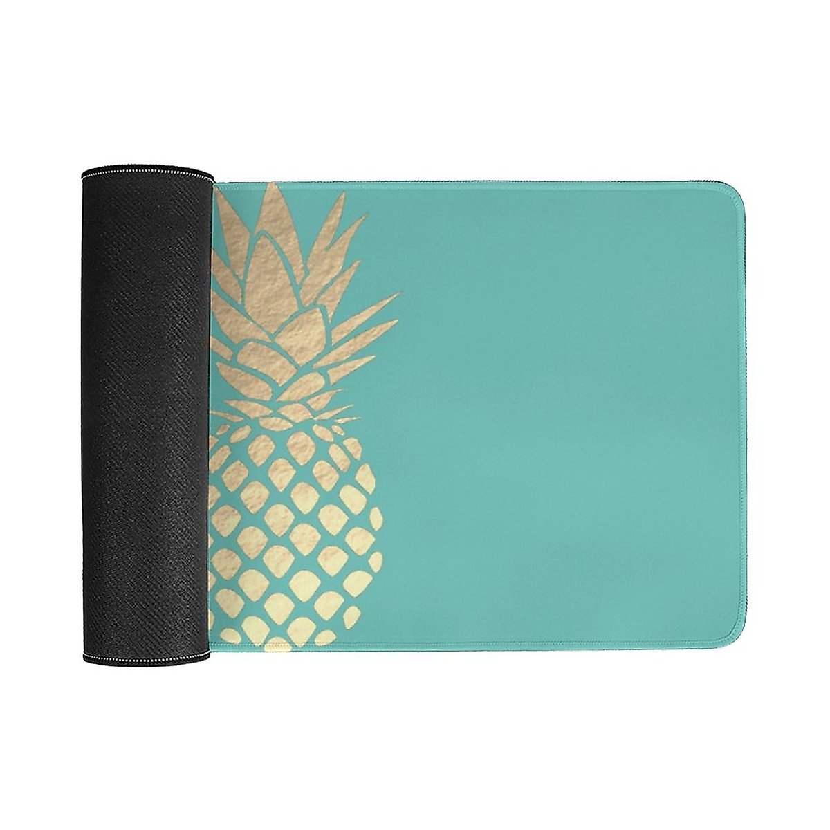 Mouse Pads Gold Pineapple on Teal Desk Mat Gaming Mousepad Non Slip Rubber Mouse Mat for Desk Keyboard, Wireless Mouse, Office Computer