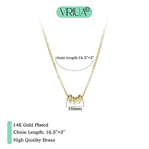 VRIUA Gold Necklace for Women, Dainty Gold Necklace 14k Gold Plated Ball Pendant Necklace Simple Box Chain Necklace Delicate Jewelry Everyday for Women