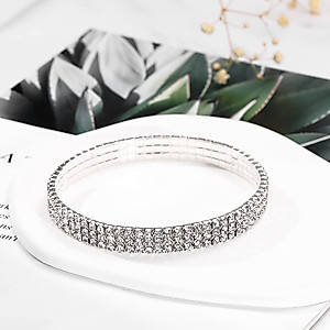 Kiokioa Charm Anklets For Women Crystal Rhinestone Stretch Tennis Anklet Elastic Anklet