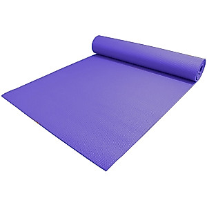 YogaAccessories 1/4" Thick High-Density Deluxe Non-Slip Exercise Pilates & Yoga Mat, Dark Purple