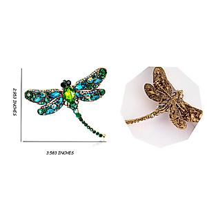 SloveM Crystal Rhinestone Dragonfly Brooch Pin Jewelry Birthday Gifts Mother's Day Brooches and Pins (Green)