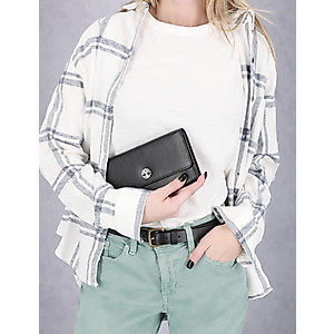 Timberland Leather RFID Flap Wallet Clutch Organizer, Black (Pebble)