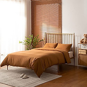 TOCOMOA Duvet Cover King Burnt Orange, 100% Microfiber Rust Comforter Cover Set, Ultra Soft 3 Pieces Bedding Set with 1 Duvet Cover and 2 Pillowcases