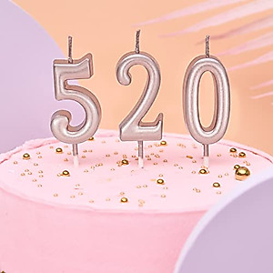 PHD CAKE 10-Pieces Rose Gold Numeral Birthday Candles, Cake Numeral Candles Number 0-9 Glitter Cake Topper Decoration for Birthday,Wedding Anniversary,Party Celebration