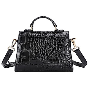 FAMYPAL Small Crossbody Shoulder Bags for Women, Trendy Mini Purse for Phone, Womens Top Handle Handbags, Vegan Leather, Black