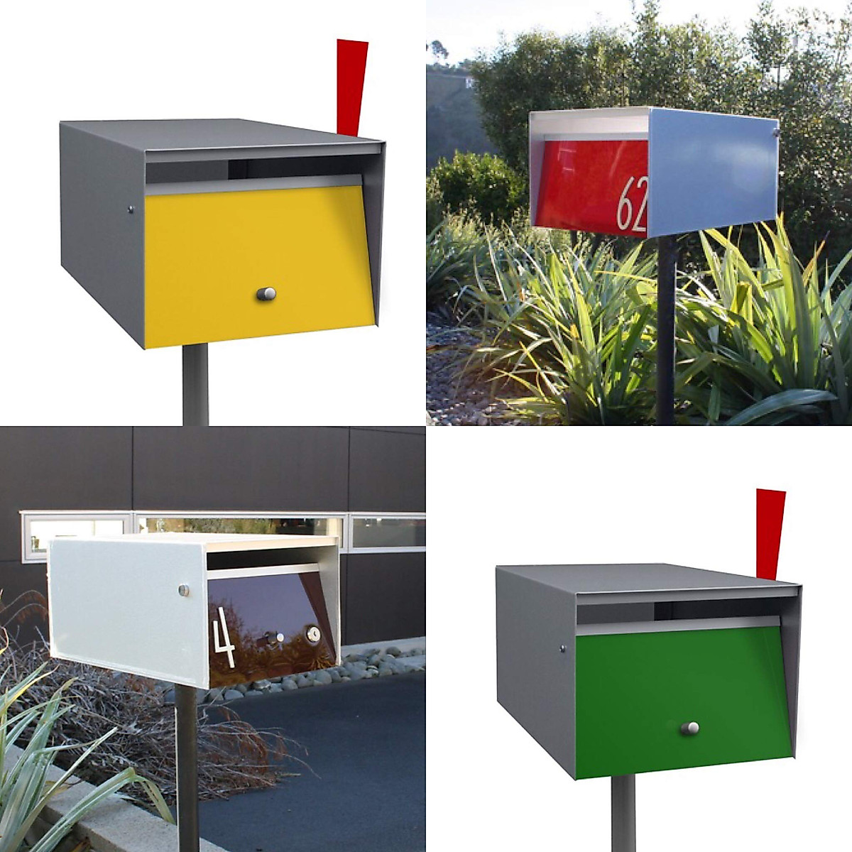 Rural Zincalume Modern Design Mailbox Letterbox (No Lock w/Flag) (Blue)