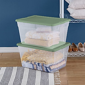 Sterilite Stackable 56 Quart Storage Tote Organizing Home and Office Containers with Secure Latching Lid and Built In Handles, (8 Pack)