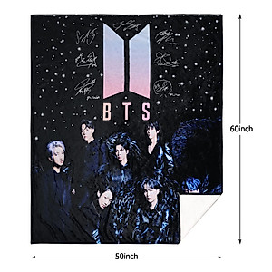 Kpop Blankets Bangtan - Soft Blanket Ultra Cozy Plush Warm Lightweight Hypoallergenic Black Throw Gifts Merchandise Anti-pilling Flannel 50x60 in