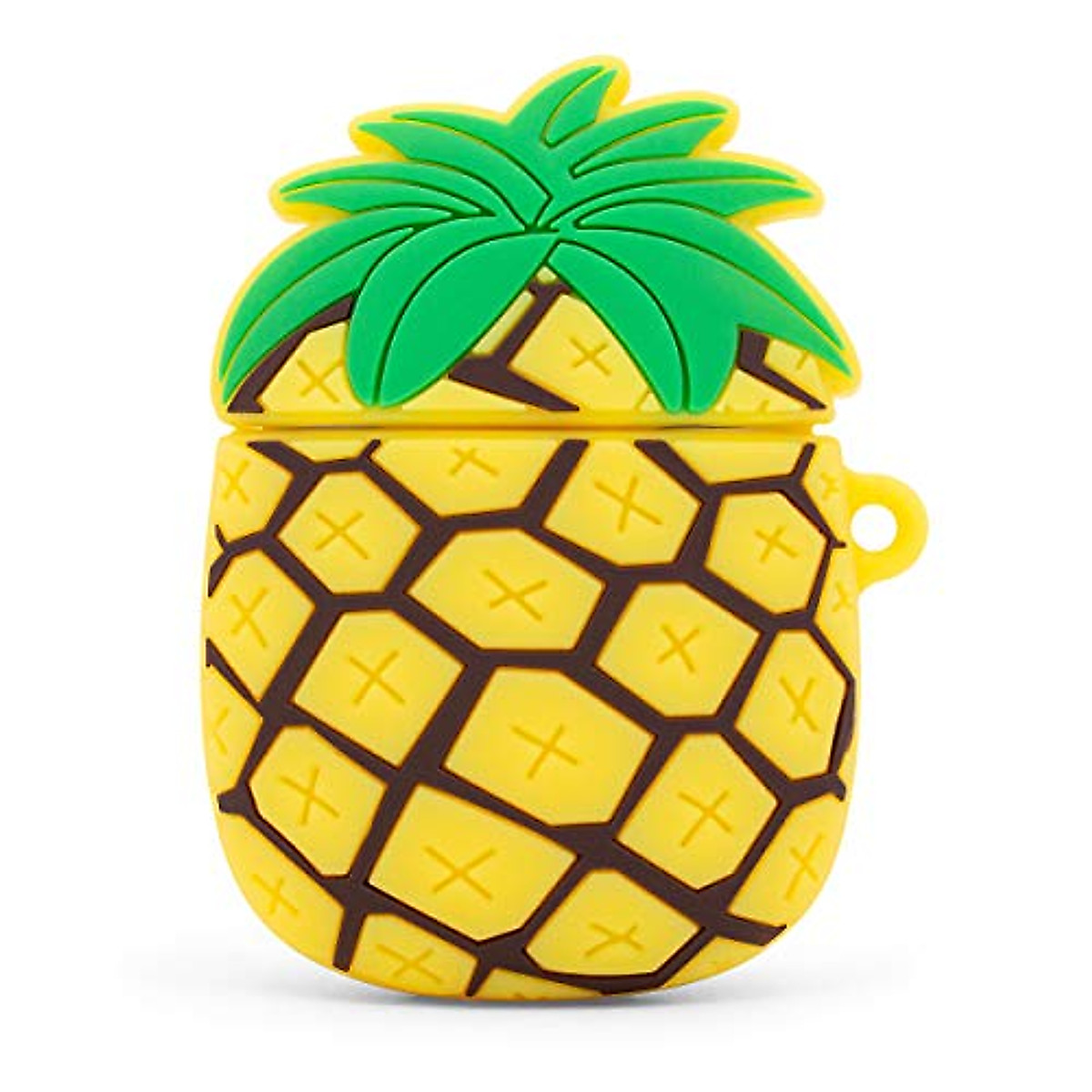 YONOCOSTA Cute Airpods Case, Airpods 2 Case, Pineapple Cool Funny 3D Fruit Shaped Full Protection Shockproof Soft Silicone Charging Case Cover Skin with Keychain for Airpods 1&2