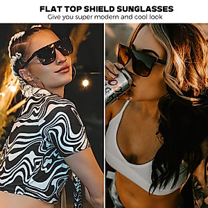 mosanana Polarized Square Sunglasses for Women Men, Oversized Trendy Designer Fashion Cool Big Large Wide Rectangular Black Shades MS52363