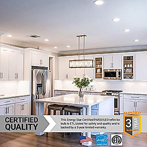 Sunlite 89206-SU LED PAR20 Reflector Light Bulb, 7 Watts (50W Equivalent), 520 Lumens, Medium E26 Base, Dimmable, Spotlight, Energy Star Certified