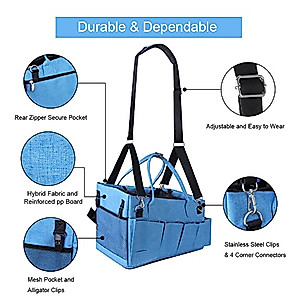 SiviLuming Extra-Large Wearable Cleaning Caddy Organizer with Handle,Cleaning Supplies Organizer with Adjustable Shoulder,Cleaning Caddy with Detachable Divider and Waist Straps,for Housekeepers