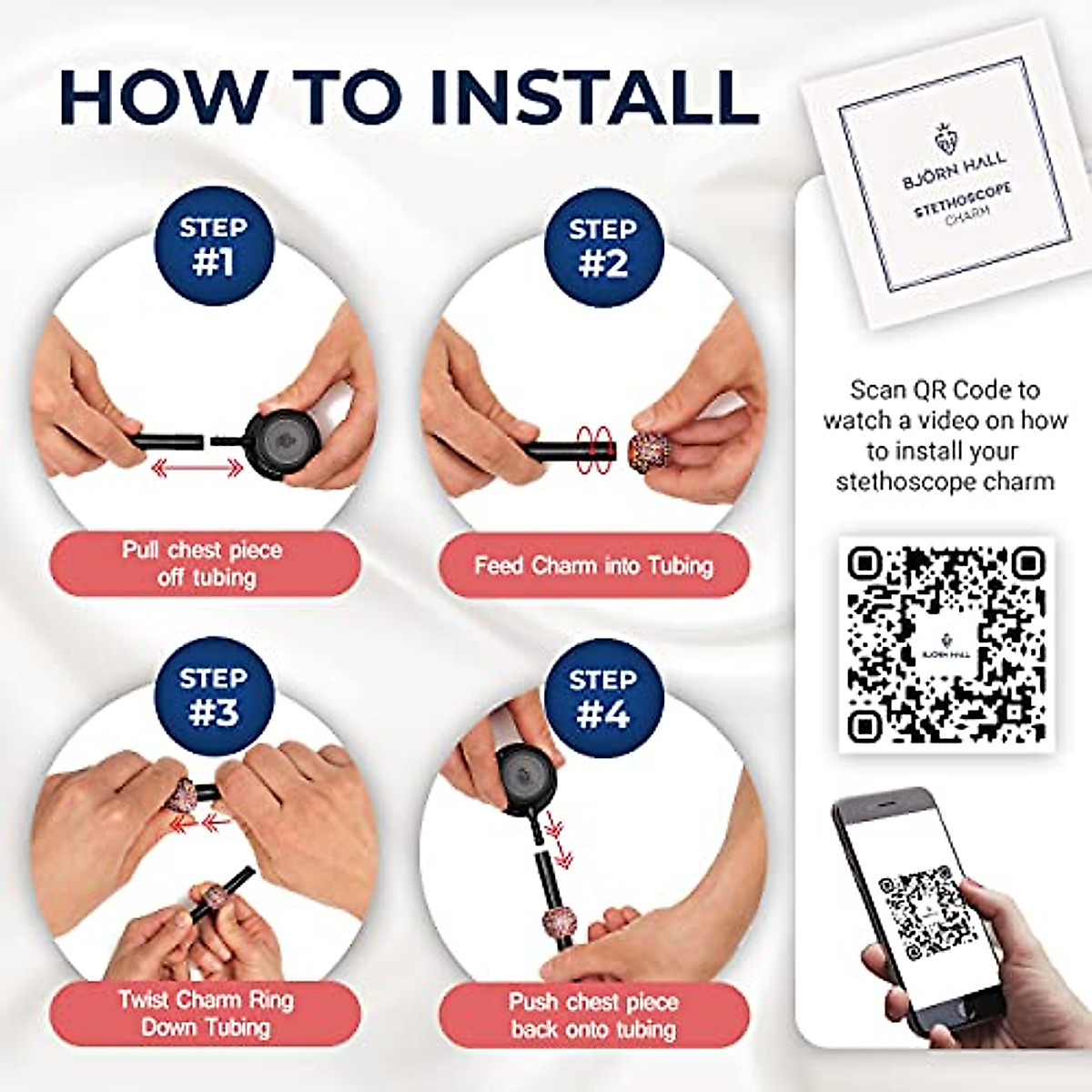 BJÖRN HALL Stethoscope Cardiology Charms for Nurses - Pink | Stand Out- Bling Stethoscope Charms | Fits littman Cardiology MDF Adscope | Gift for- Nurse Veterinary RT| Rose Gold - Rubylicious Crystal