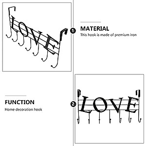 Healifty 1pc Storage Over Hook Hats Livingroom Mudroom Door Rails Towel Hanger Jackets Punching- free Decor Iron Hanging Home Metal Shop Clothes Wall Art Gadget Love Duty Hangers The