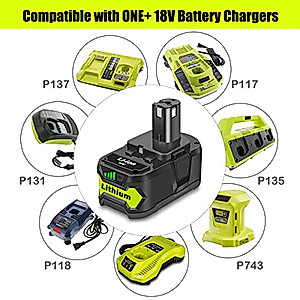 Atcuji 18 Volt 6.5AH P193 Battery for 18V 6.0Ah P193 PBP007, Compatible with Ryobi 18-Volt ONE+ Cordless Power Tools & Battery Chargers, 18V 6.0Ah ONE+ P193 PBP007 Lithium-Ion High Capacity Battery