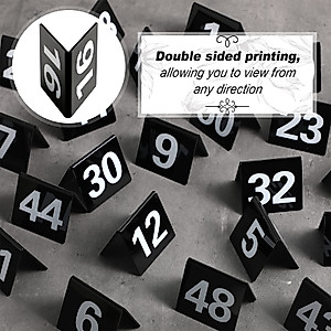 Tuanse Table Numbers 1-50 Acrylic Double Side Numbered Table Tents Restaurant Wedding Table Number Table Tent Numbers Cards Signs for Banquets Party Wedding Reception Plastic Table Numbers (Black)