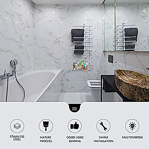 ULTNICE Stainless Steel Floating Wall Shelves Wire Wall Basket Spice Rack Self Adhensive Plant Stand Shower Caddy Hanger for for Home Kitchen Decor Silver 25cm