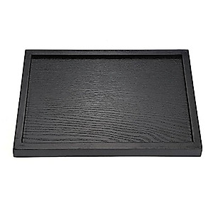 Black Rectangle Tea Tray, Solid Wood Tea Coffee Snack Food Meals Serving Tray Plate Restaurant Trays Optional Type(30*20*2cm)